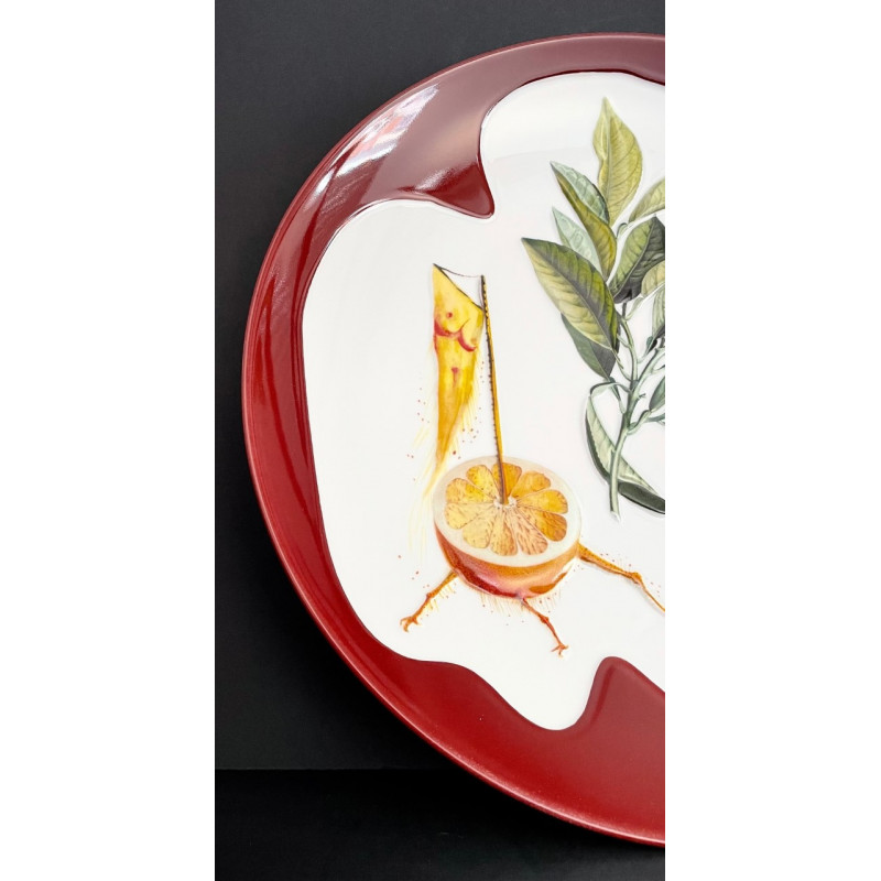 Grand plat en porcelaine de Limoges "Pamplemousse érotique" par ...